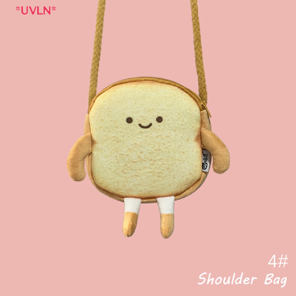 UVLN> Cute Bread Toast Plush Shoulder Bag Coin Purse Handbags Storage ...