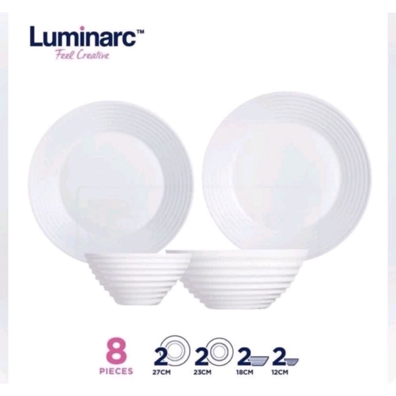 luminarc plate bowl set / Harena 8pcs tempered glass dinner set ...