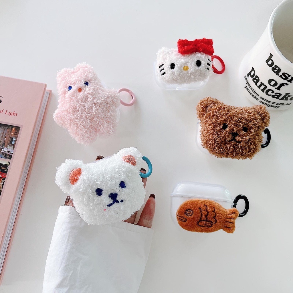 Cute Fluffy Bear Earphone Case For Apple Airpods 3 1 2 Pro 3 Case Cover ...
