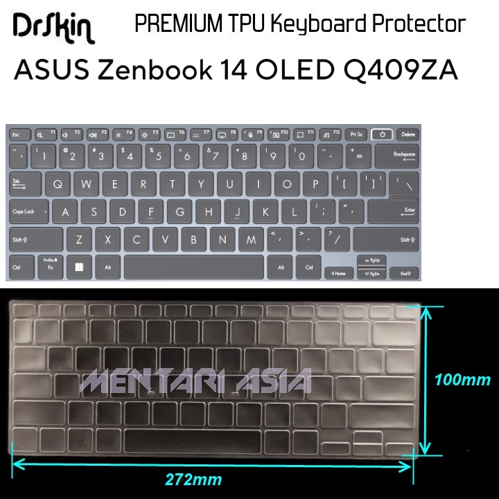 Asus ZenBook 14 OLED Keyboard Protector Q409 - DrSkin PREMIUM Clear ...