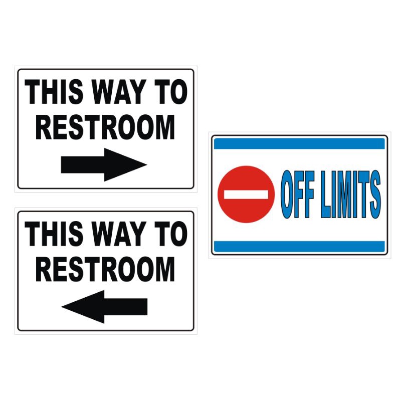 PVC Plastic signage for Establishments A4 size this way to restroom off ...