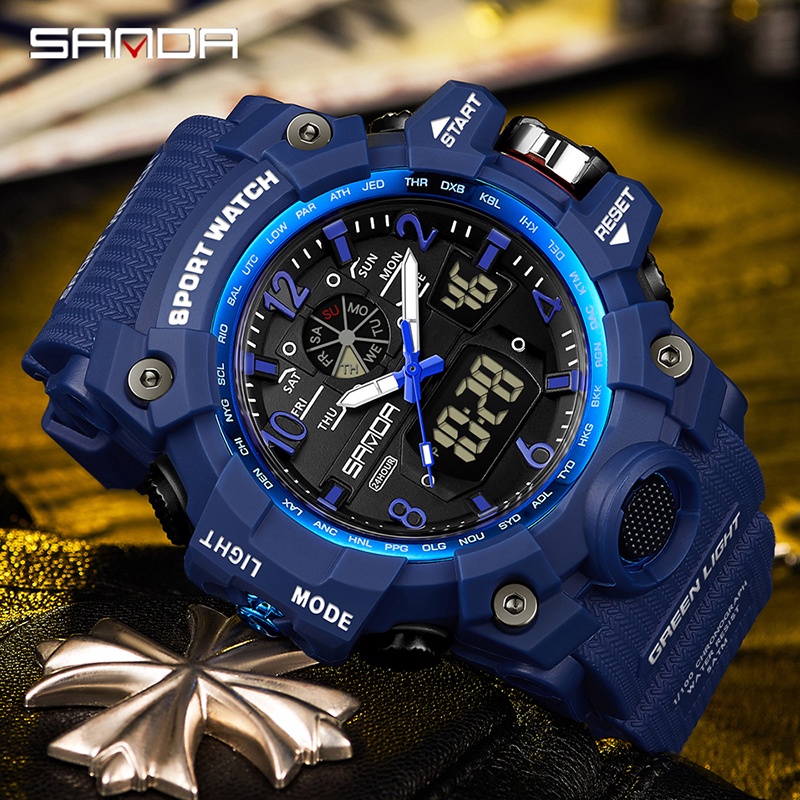 SANDA Men's Watch Multi display LED Digital Watch Waterproof Calendar ...