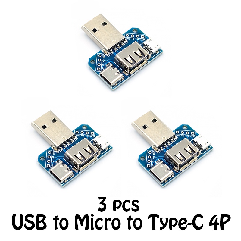 3pcs 4 in 1 USB to Micro to Type-C 4P 2.54mm Connector Adapter Plate ...