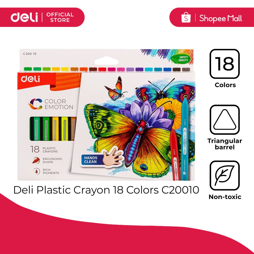 Deli EC20010 Plastic Crayon Color Emotion 18 Colors | Shopee Philippines