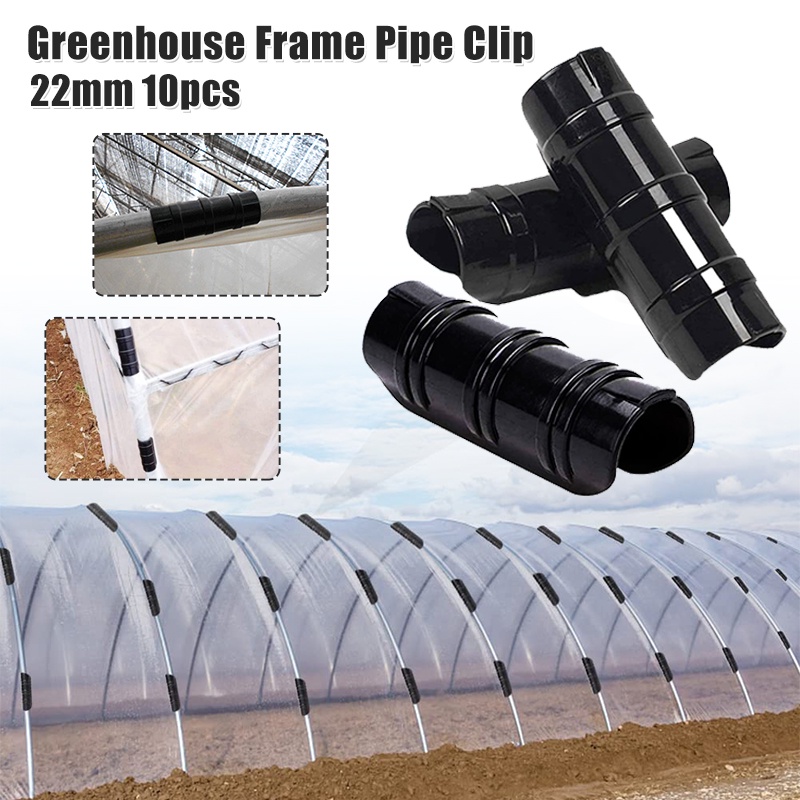 10PCS Greenhouse Frame Pipe Clip 22mm Black Plastic Snap Clamp Garden ...