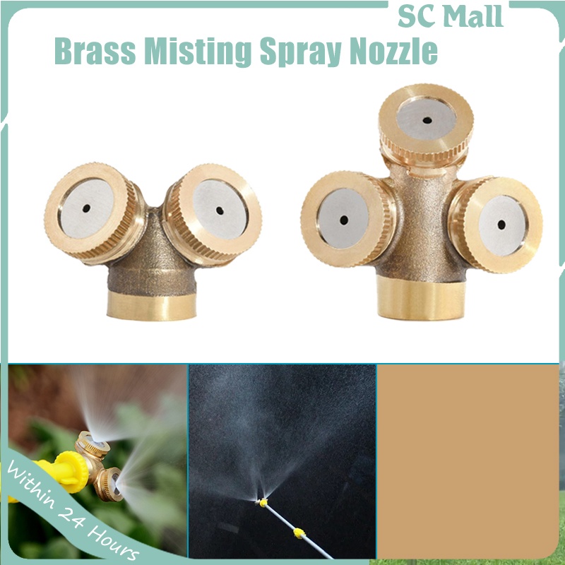 2/3-Hole Brass Misting Nozzles High Pressure Atomizing Misting Sprayer Water Hose Nozzle ...