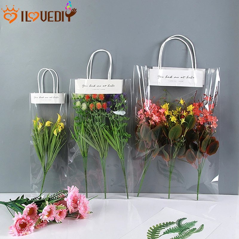 PVC Clear Bag Flower Bouquet Bagging Transparent Gift Bags for Wedding ...