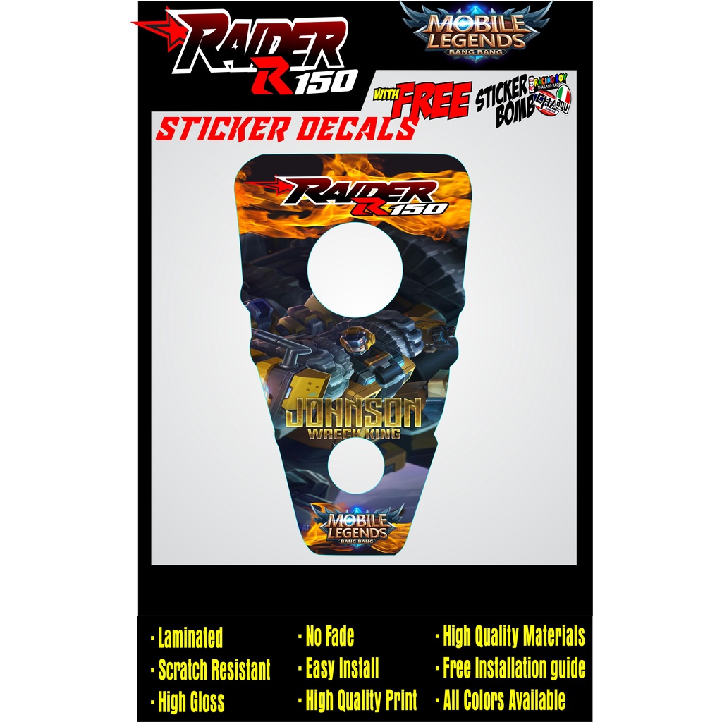Raider 150 Reborn Carb Gas Tank Decal Sticker Mobile Legend Edition ...