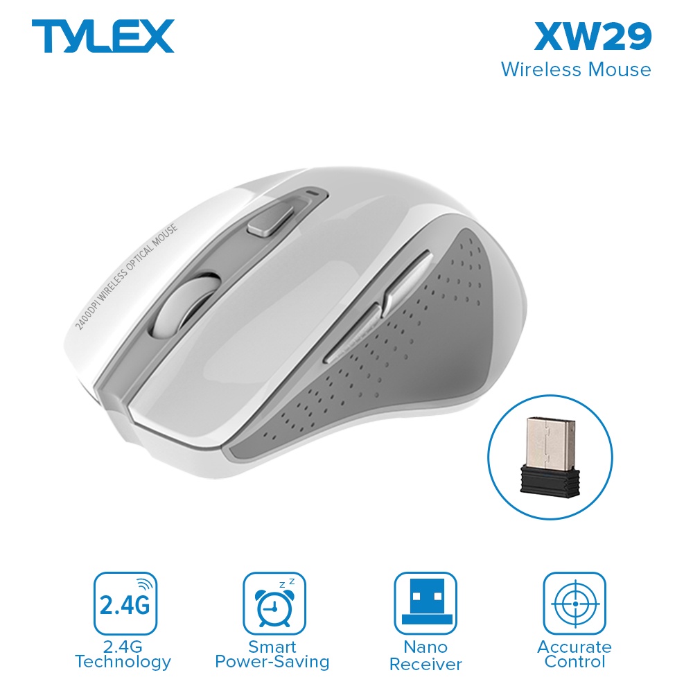 TYLEX XW29 2400DPI Wireless Optical Mouse 2.4G Technology Nano Receiver ...