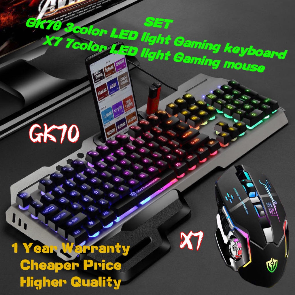 Brand New Mechanical Gaming Keyboard Mouse Set GK70 3 Color LED ...