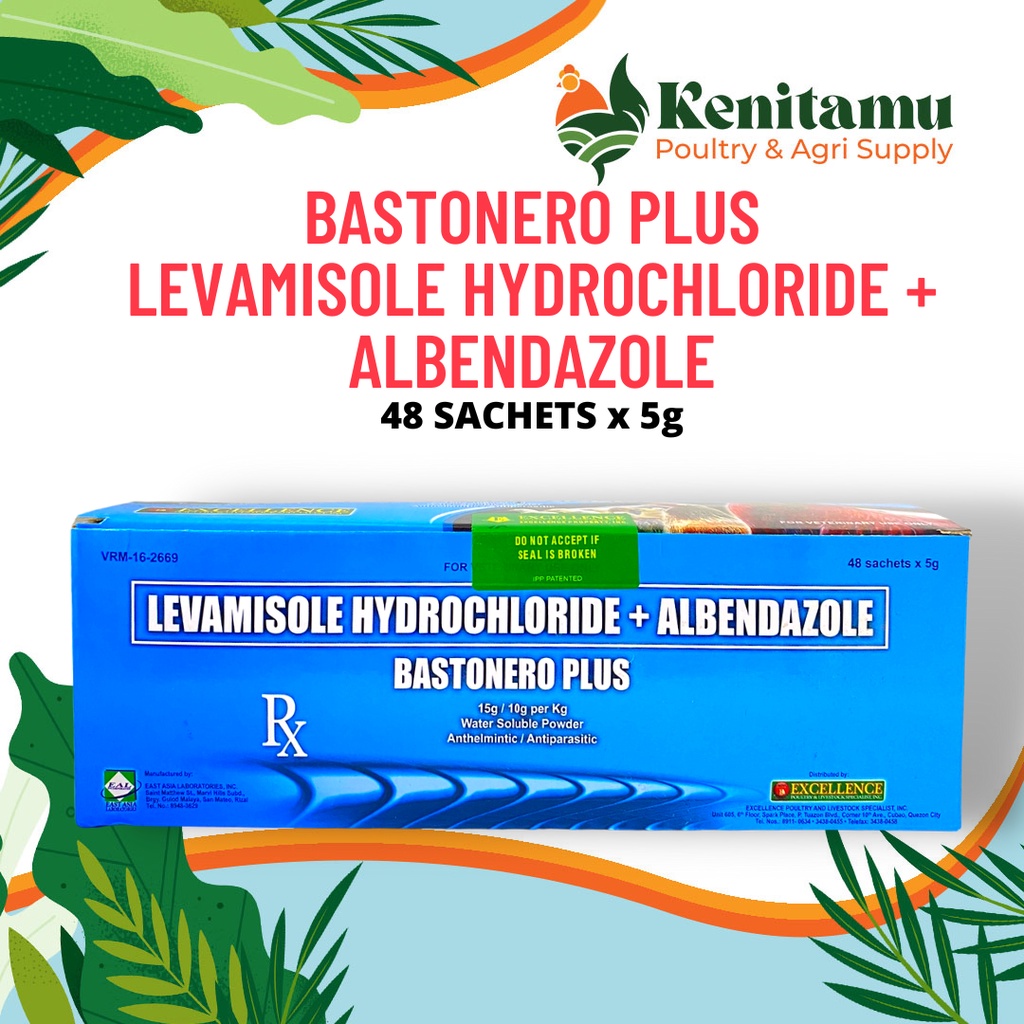BASTONERO PLUS LEVAMISOLE HYDROCHLORIDE + ALBENDAZOLE (48 SACHETS x 5g ...