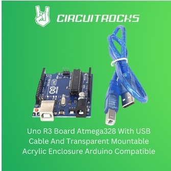 Uno R3 Board Atmega328 With USB Cable And Transparent Mountable Acrylic ...
