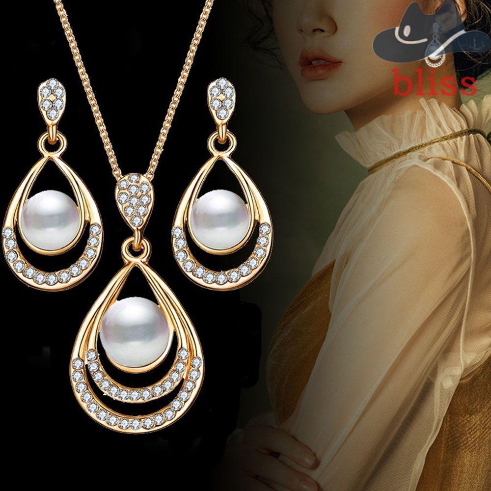 BLISS Jewelry Set Bridal Wedding Party Charm Chain Classics Water Drop ...