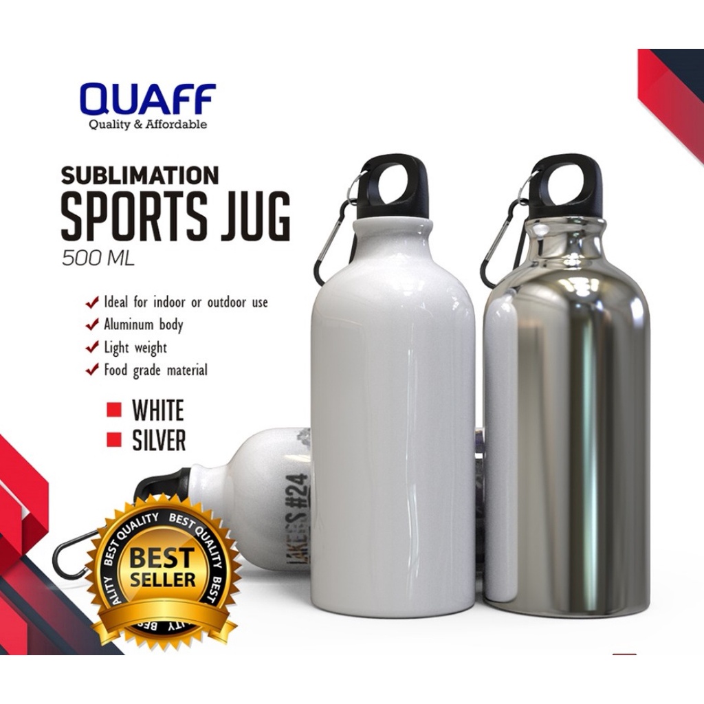 QUAFF Sublimation Coated Sports Jug 500ml White & Silver | Shopee ...