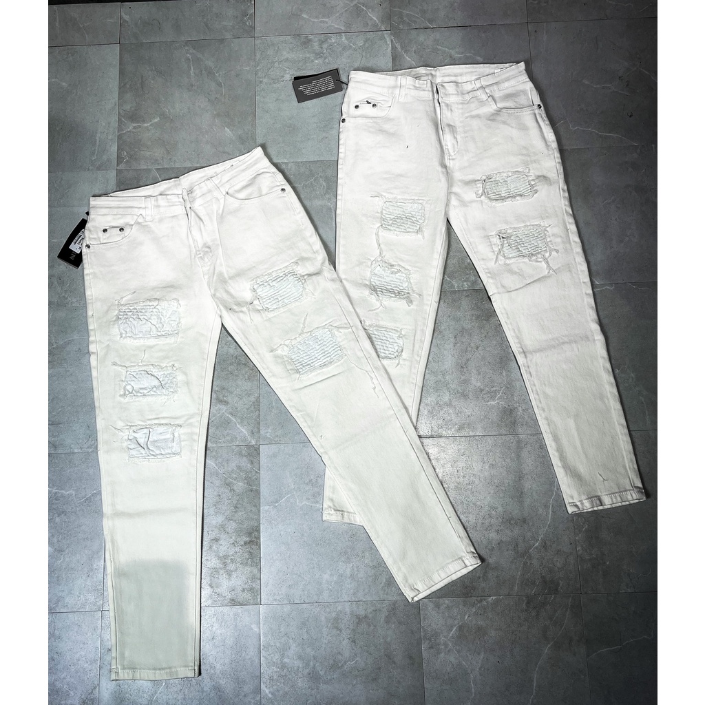 Wrinkled white amiri batman men's trousers (real photo) | Shopee ...