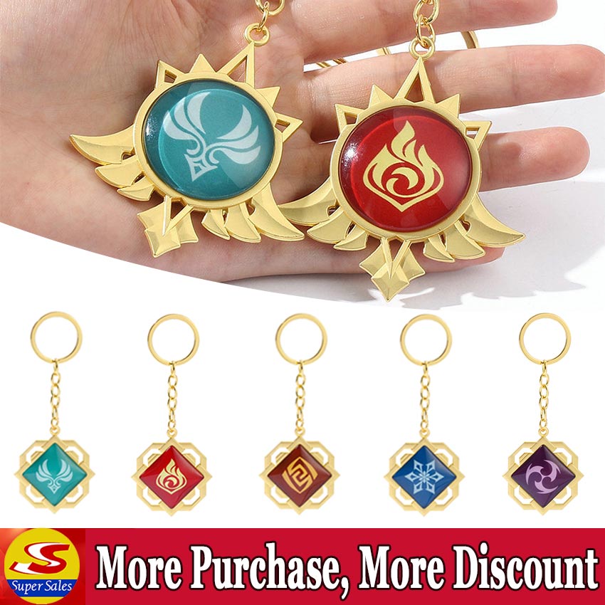 【SuperSales】Liyue Key Chain Game Genshin Impact Vision Thunder Luminous ...