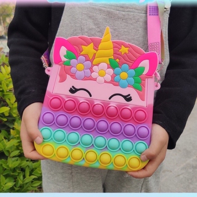 Pop it Bag Purse Girls Fidget Bags Toy Bubble Shoulder Bag Princess ...