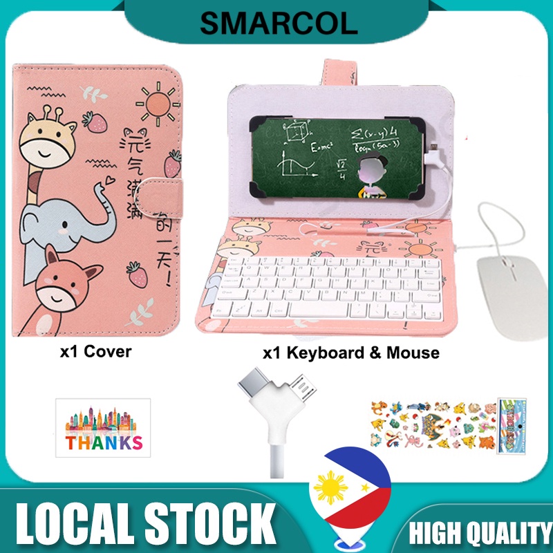 Portable Type-C/Micro-Usb Wired Keyboard Mouse Set with Leather Cove ...