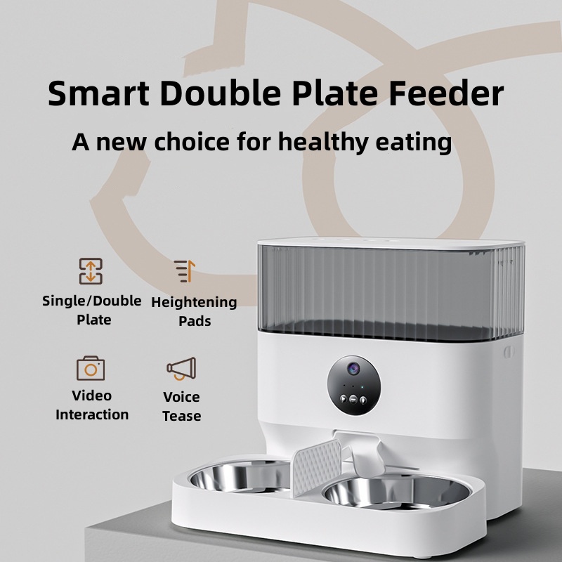 Pet Automatic Feeder with Camera Small Dog Cat Double Bowl Timing ...
