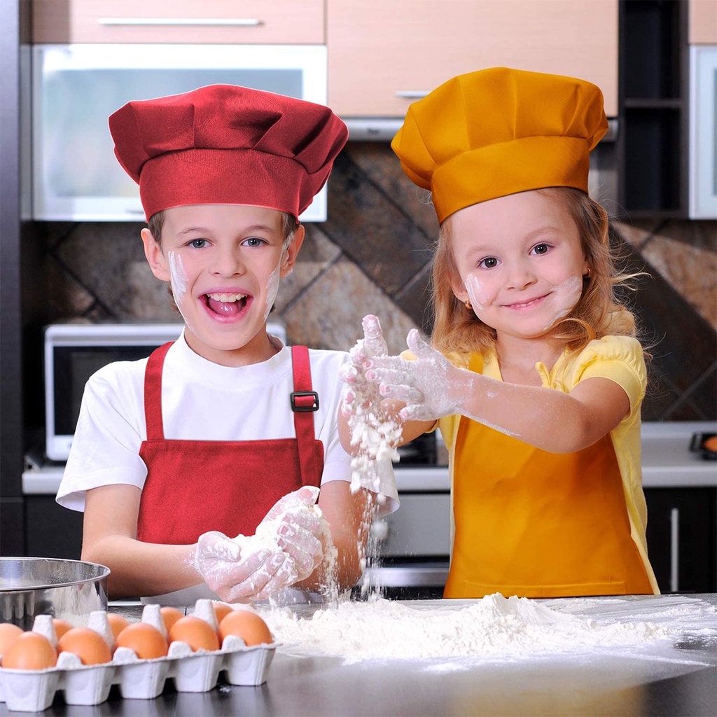 Children's Chef Apron + Hat kids apron(Little Chef Apron Solid Color ...