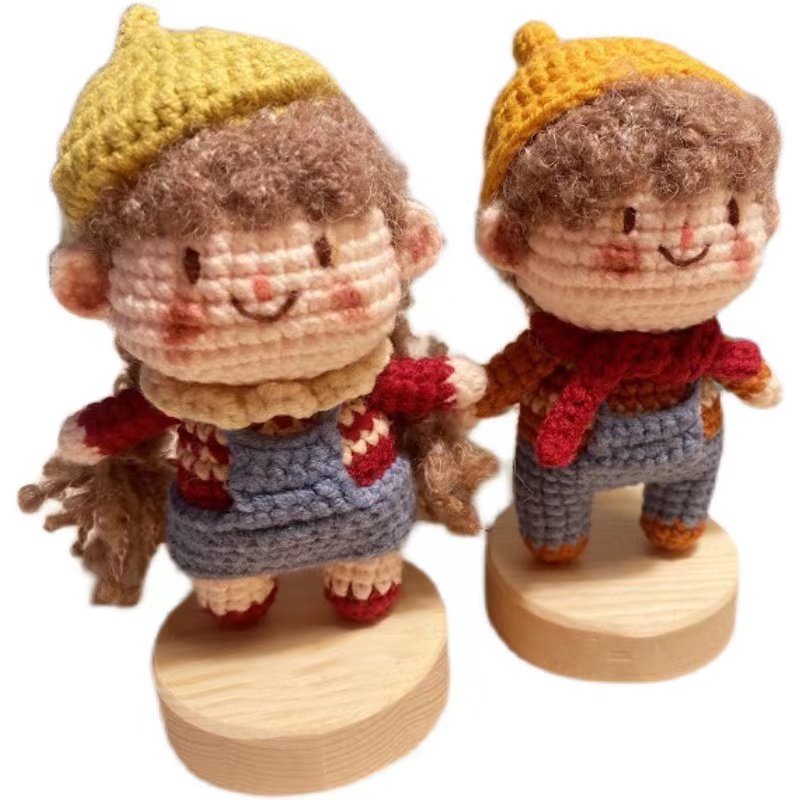 100% Hand Work Wool Crochet Couple Doll Key Pendant Figure Ornaments ...
