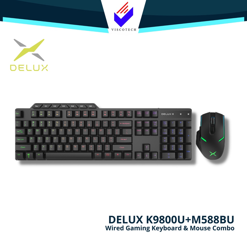 Delux K9800U+M588BU Wired Gaming Keyboard & Mouse Combo | Shopee ...