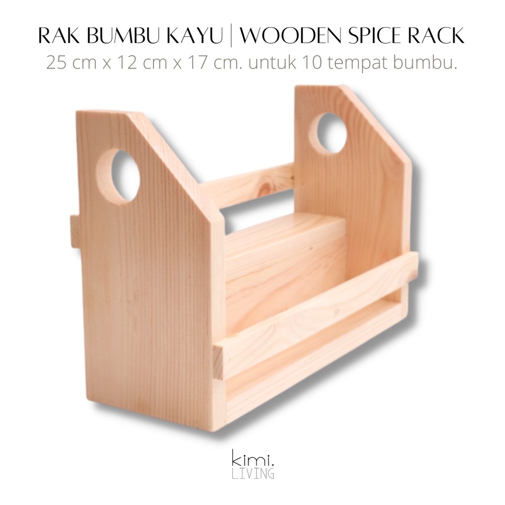 KAYU Kimi LIVING - KEI 2 tier Aesthetic Wooden Spice Rack with hand ...