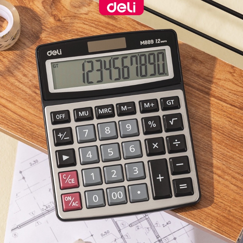 Deli Basic Calculator Desktop Solar Calculator With Big and Clear ...