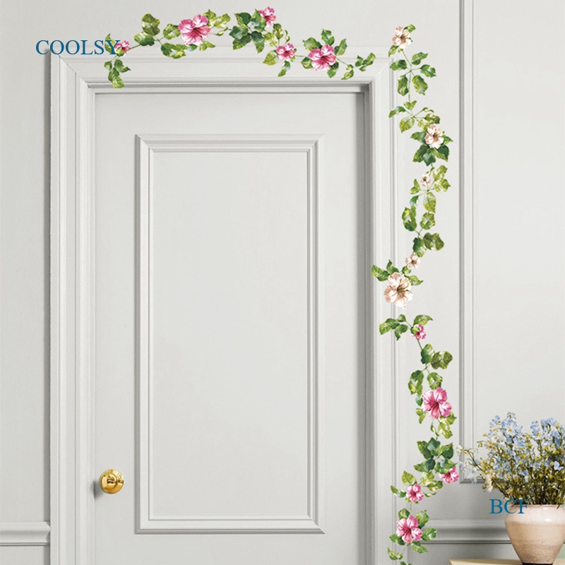 COOLSY Green Leaf Flower Vine Wall Sticker Bedroom Living Room ...