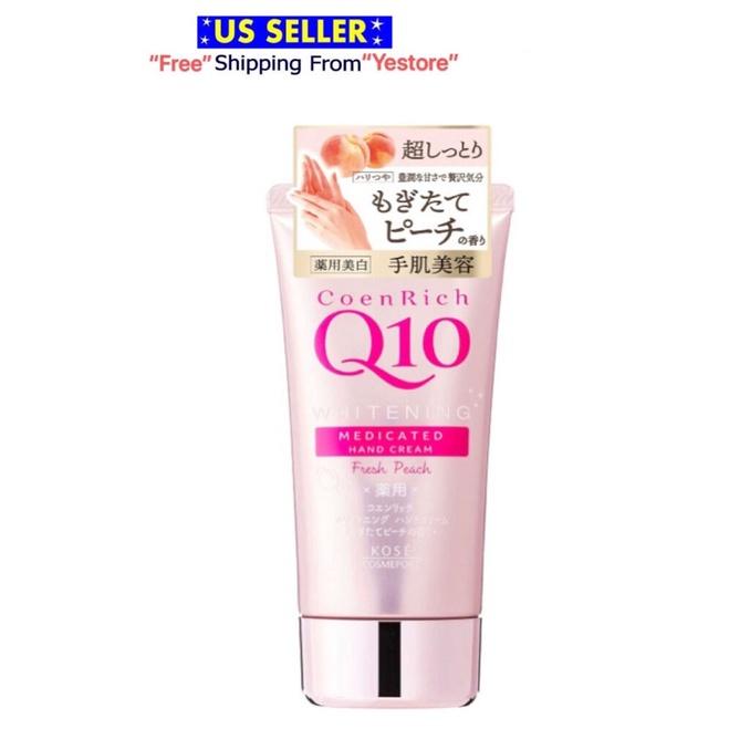 Kose Hand Cream Fresh Peach CoenRich Q10 Whitening Medicated Japan ...