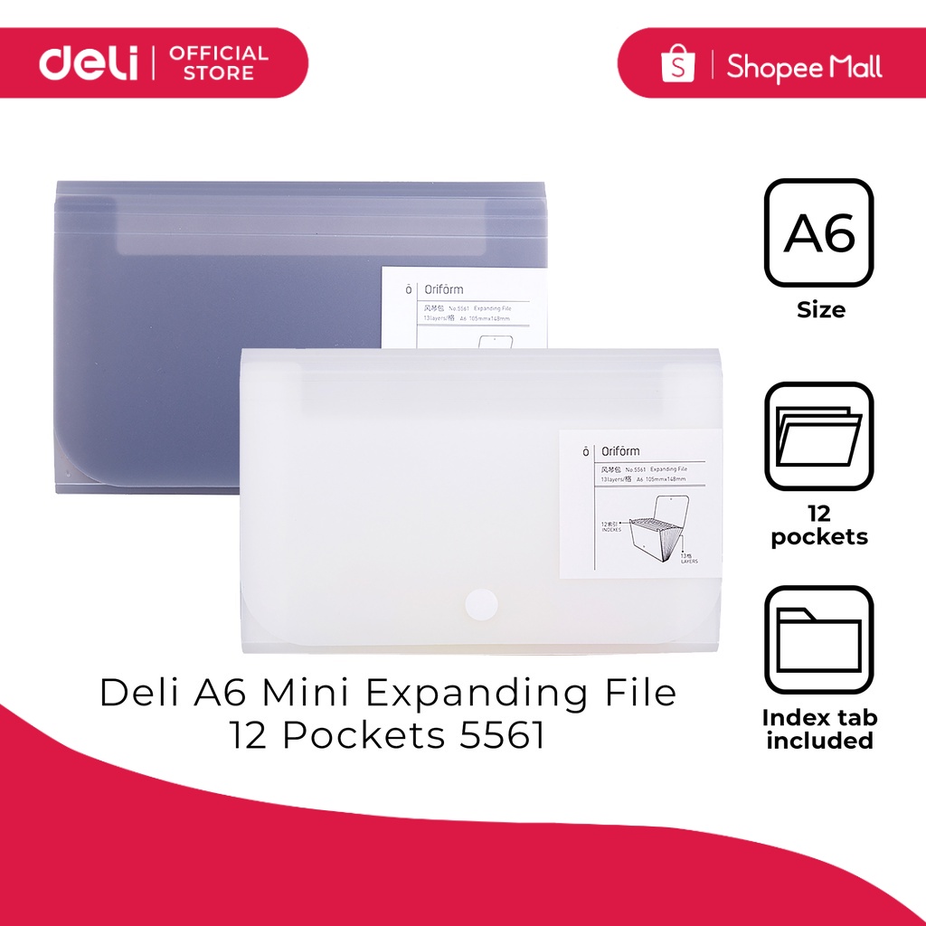 Deli 5561 A6 Mini Expanding File 12 Pockets 1PC [795561] | Shopee ...