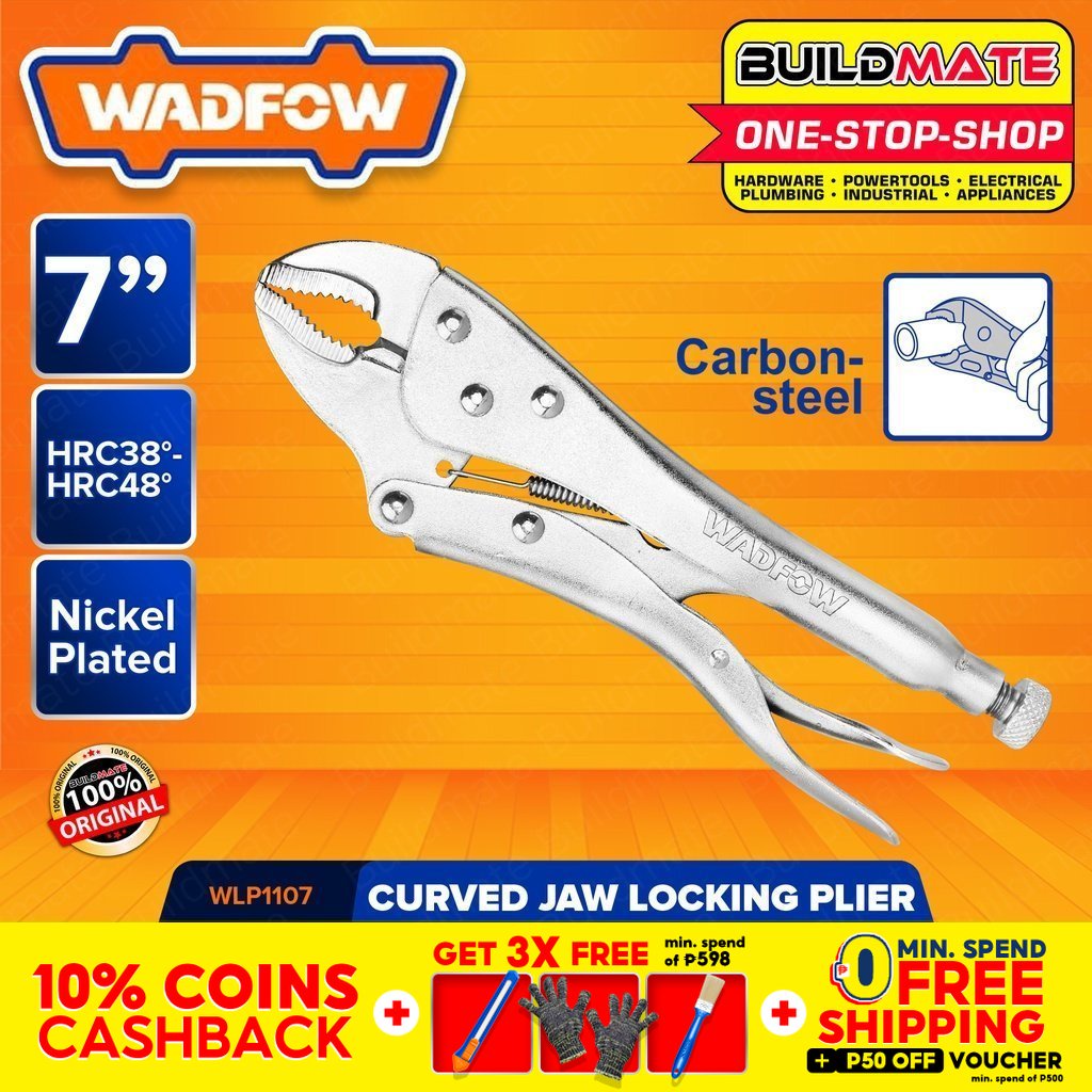 BUILDMATE Wadfow Curved Jaw Locking Plier 7" Inch Wire Cutter Locking ...