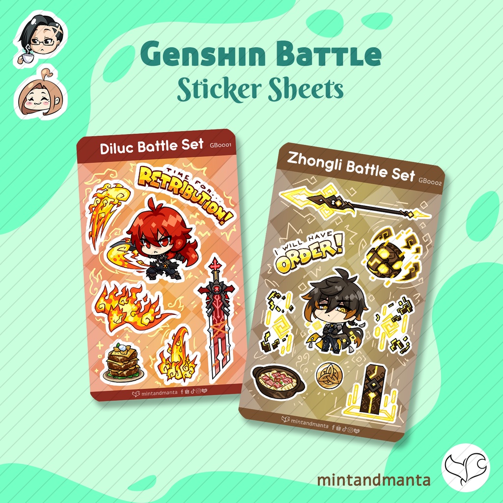 Diluc Genshin Battle Sticker Sheet | Kiss Cut Stickers | Journal ...