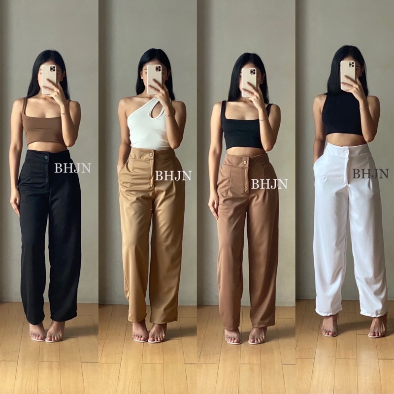BHJN TAILORED TROUSER WIDELEG PANTS | Shopee Philippines
