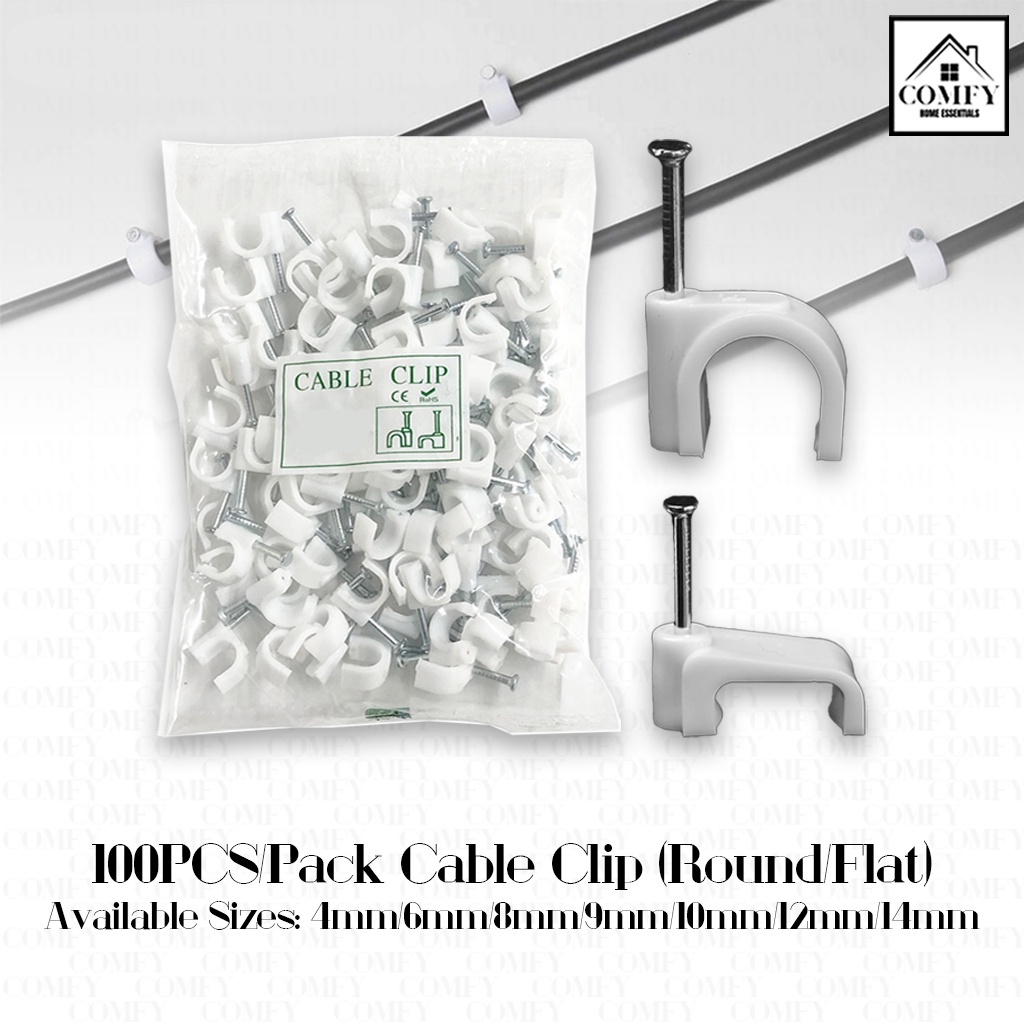 (100PCS/PACK) Cable Nail Clamp PVC Clips Ethernet LAN TV Electric Wires ...
