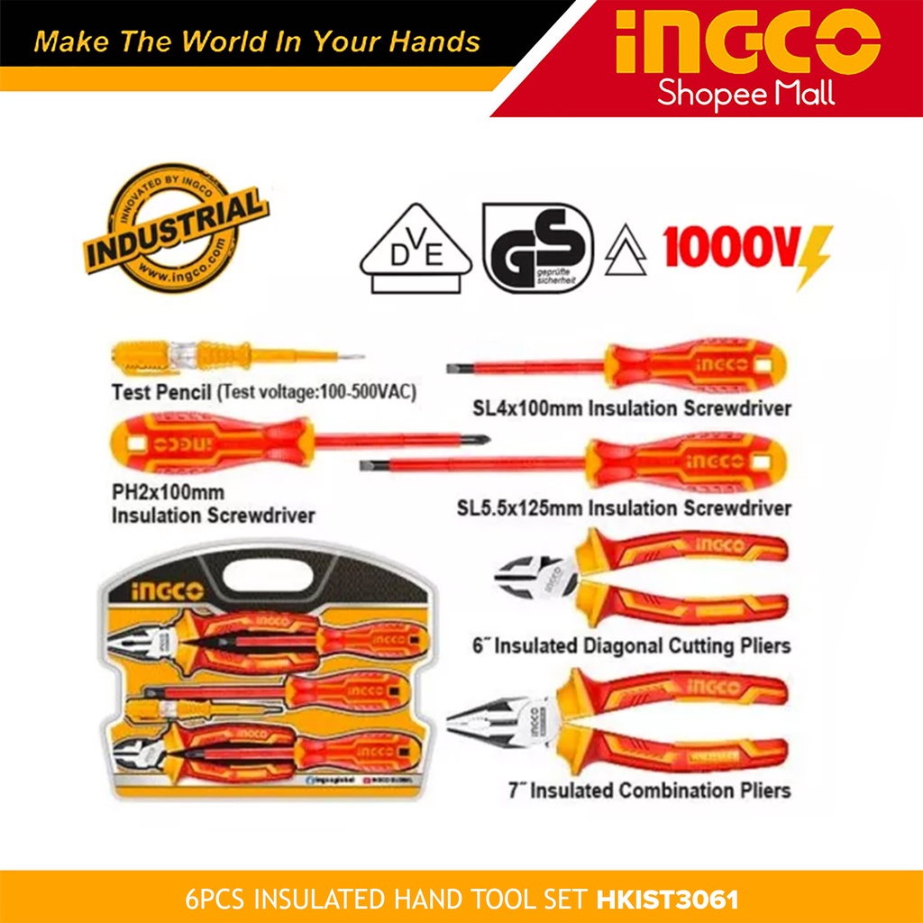 Ingco 6PCS Insulated Hand Tool Set HKIST3061 _H | Shopee Philippines