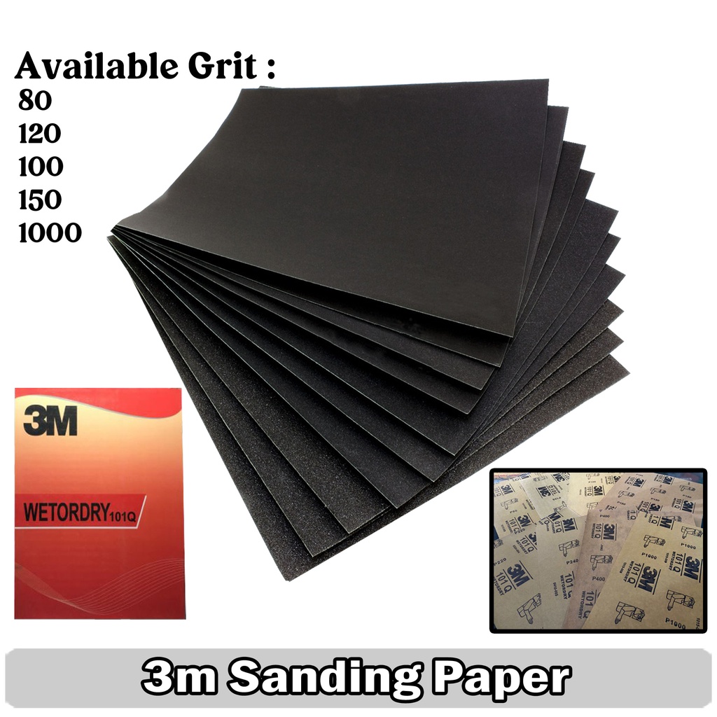 3M Sandpaper Grit 60 - 1000 Per Piece 9 x 11 Inches | Shopee Philippines