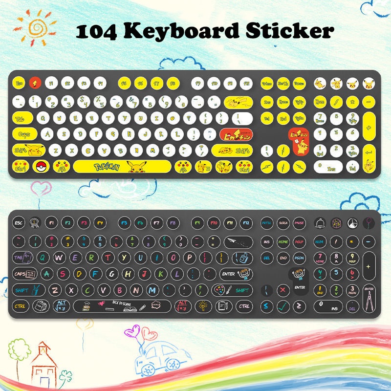 Electroplated Punk Round Key Cap Sticker Desktop Keyboard Stickers 104 ...