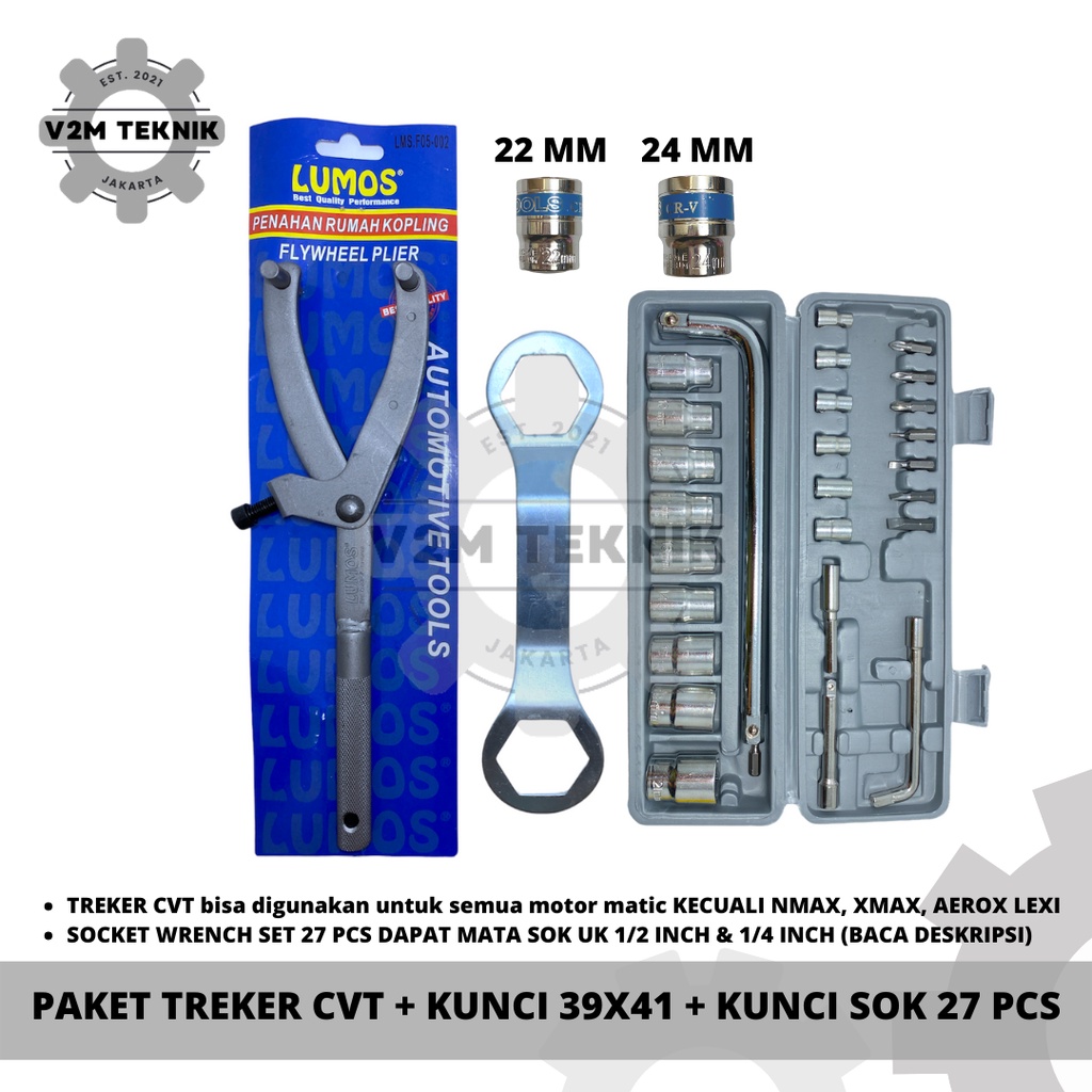 MATA Cvt Treker PACKAGE + Pulley Key 39 x 41 MM + Socket Wrench Set 27 ...