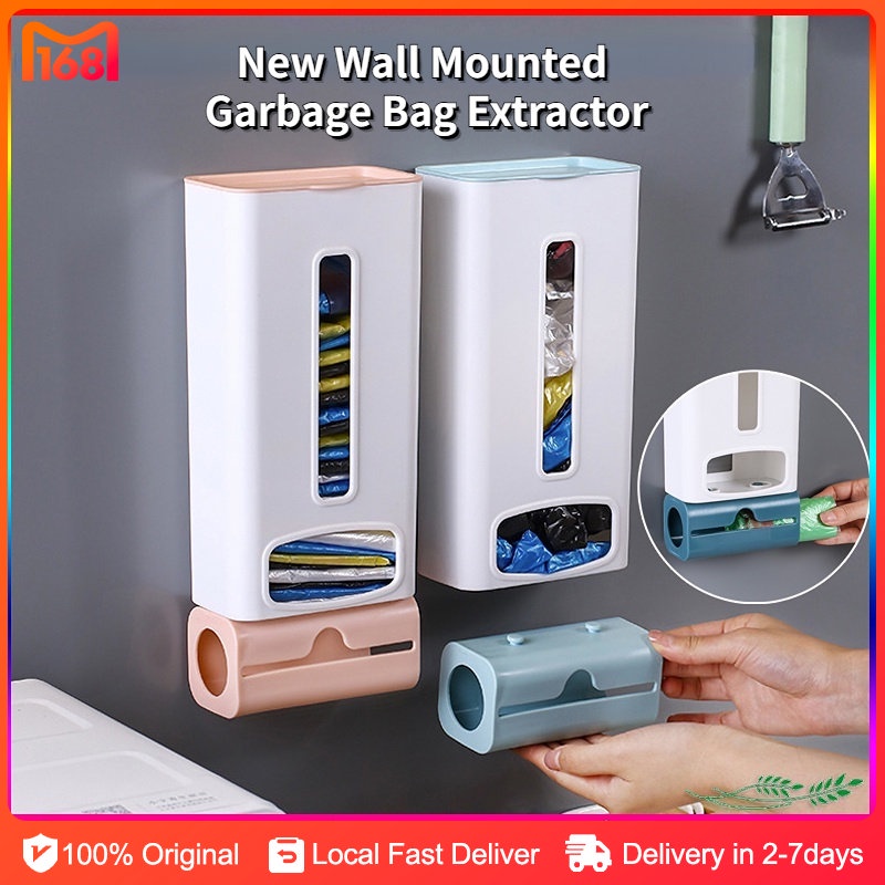 Wall Mounted Trash Bag Dispenser Kitchen Living Room Storage Box Trash ...