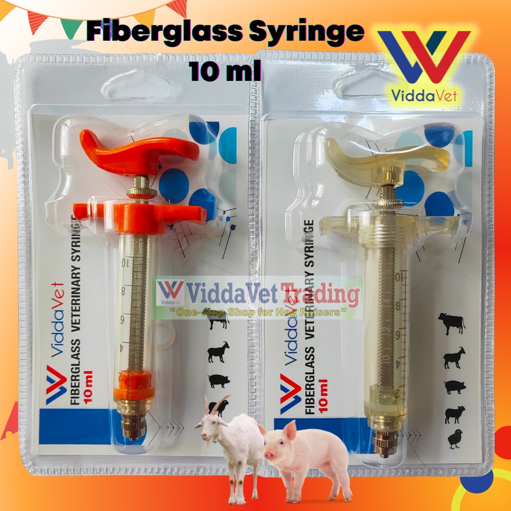 Viddavet 10 ml Orange or Clear Fiberglass syringe 10 ml syringe for pig ...