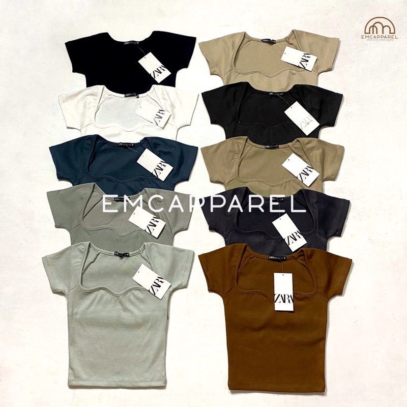 Z A R A Cinched Ribbed Top (not cropped & thick fabric) | Shopee ...