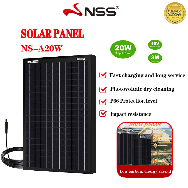 NSS Solar Panel 20W 18V High Efficiency Household Solar Charger ...