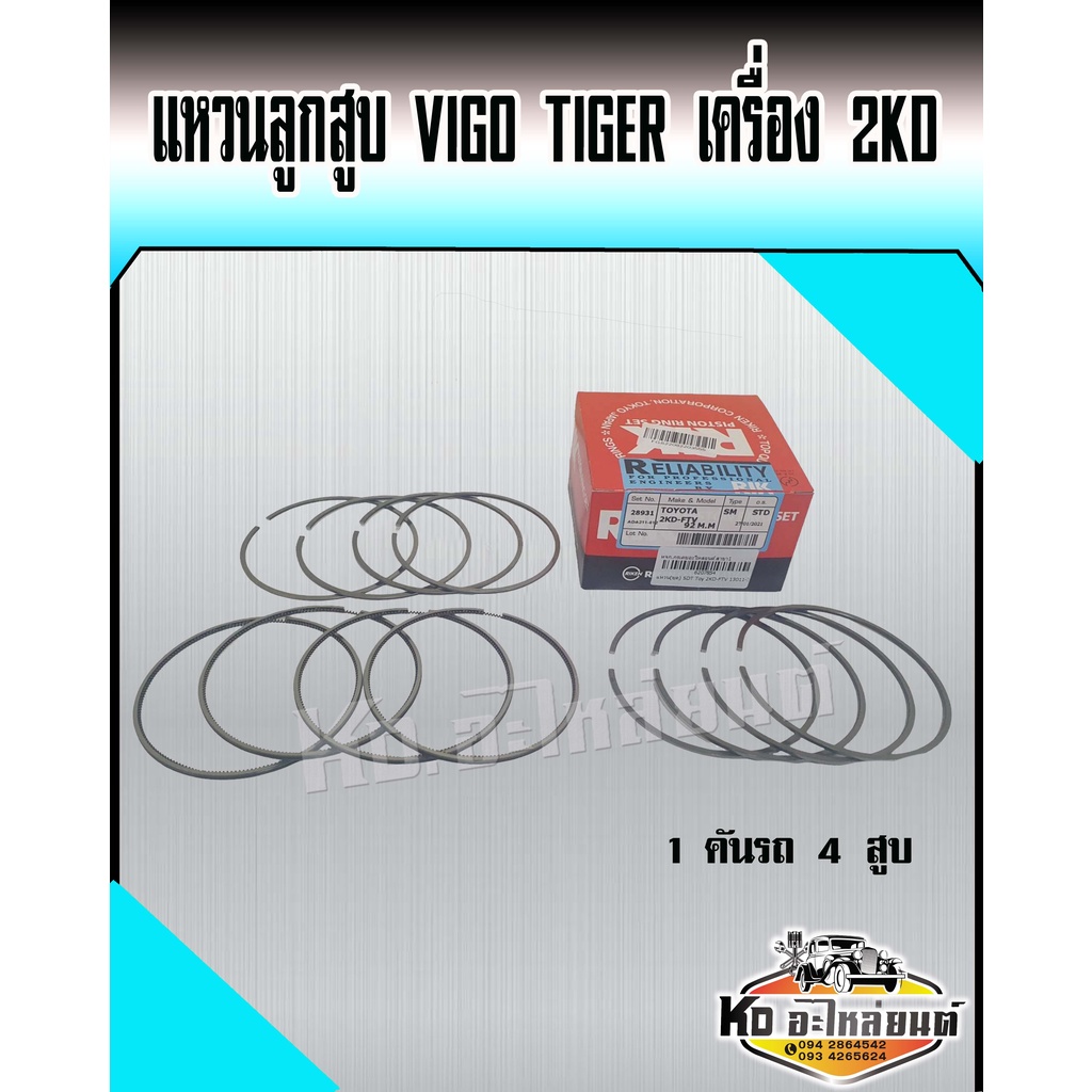 Piston Ring 2KD TOYOTA VIGO TIGER Engine 2500 Size STD (1 Car 4 ...