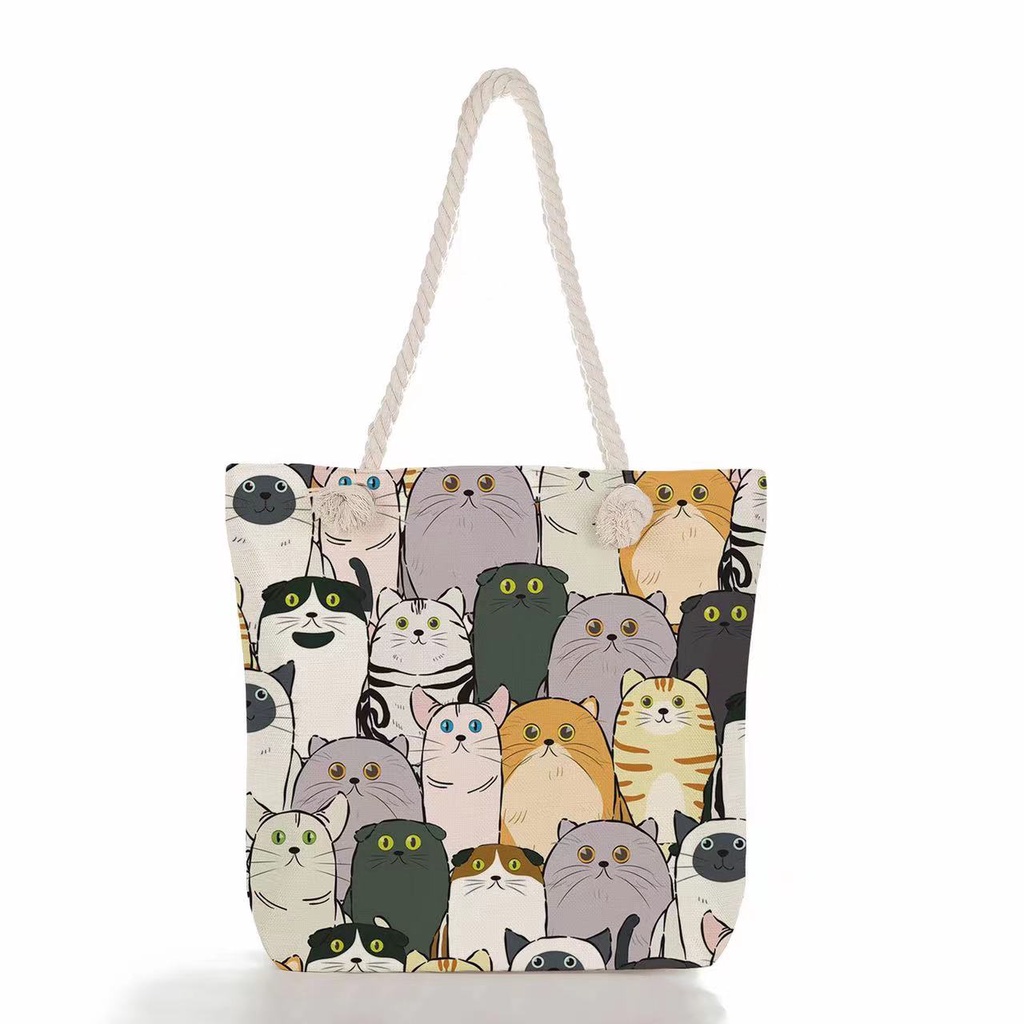 New Fashion Female Tote Bag With Zipper Canvas Cute Shopping Bags For ...