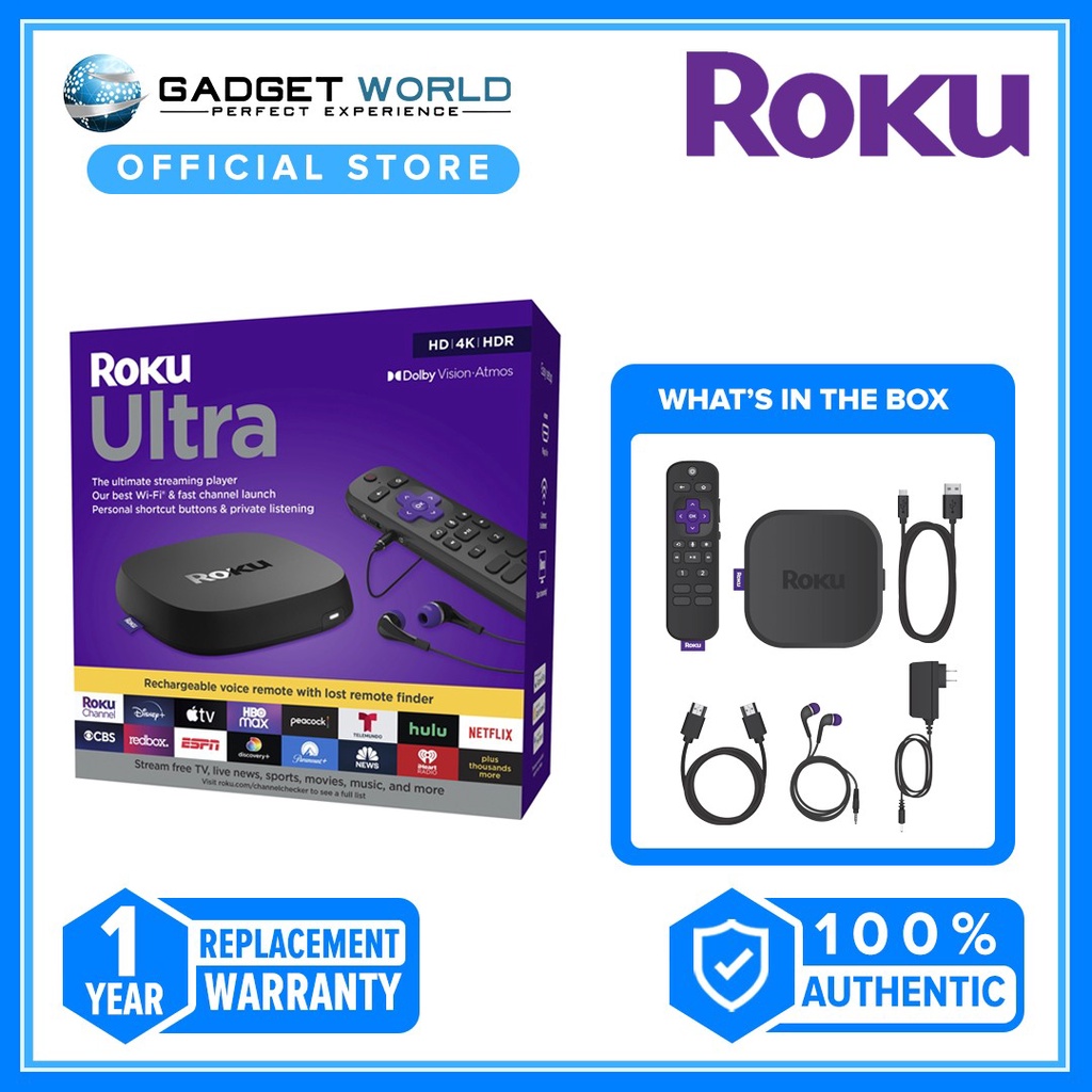 Roku Ultra 2022 4K/HDR/Dolby Vision Streaming Device & Roku Voice ...