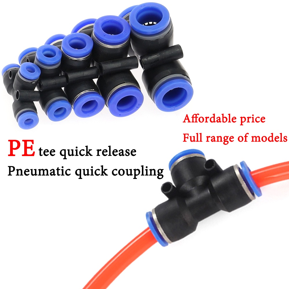 Pneumatic Tee Joint T-Type Trachea Quick Plug Quick Joint PE4-16mm Pneumatic Component | Shopee ...