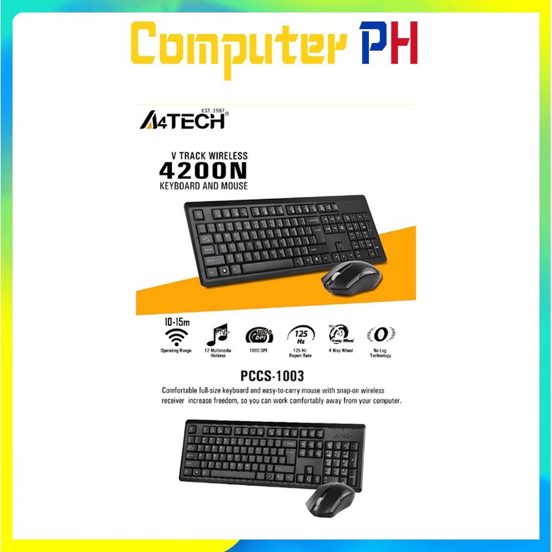 A4tech 4200n Wireless Desktop Keyboard And Mouse Combo Shopee Philippines