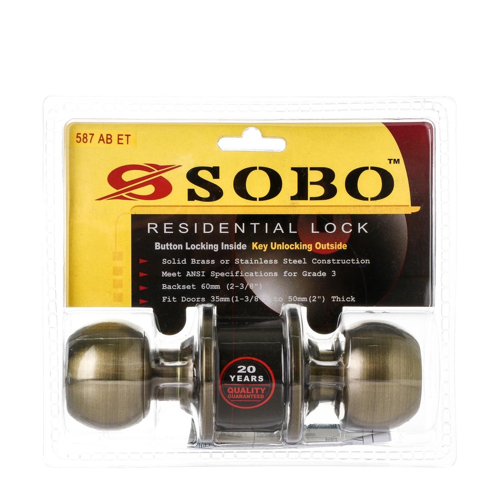 Sobo Antique Brass Entrance Doorknob Lock Set | Shopee Philippines
