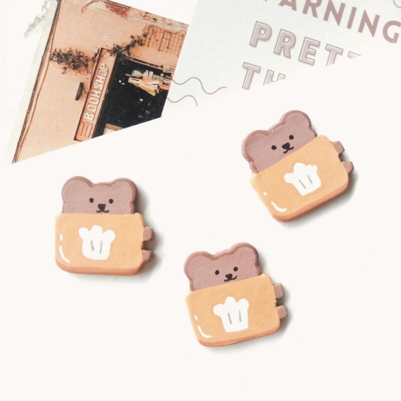Bakery and Bear Handmade Air Dry Clay Pins with Glossy Finish | Brooch ...